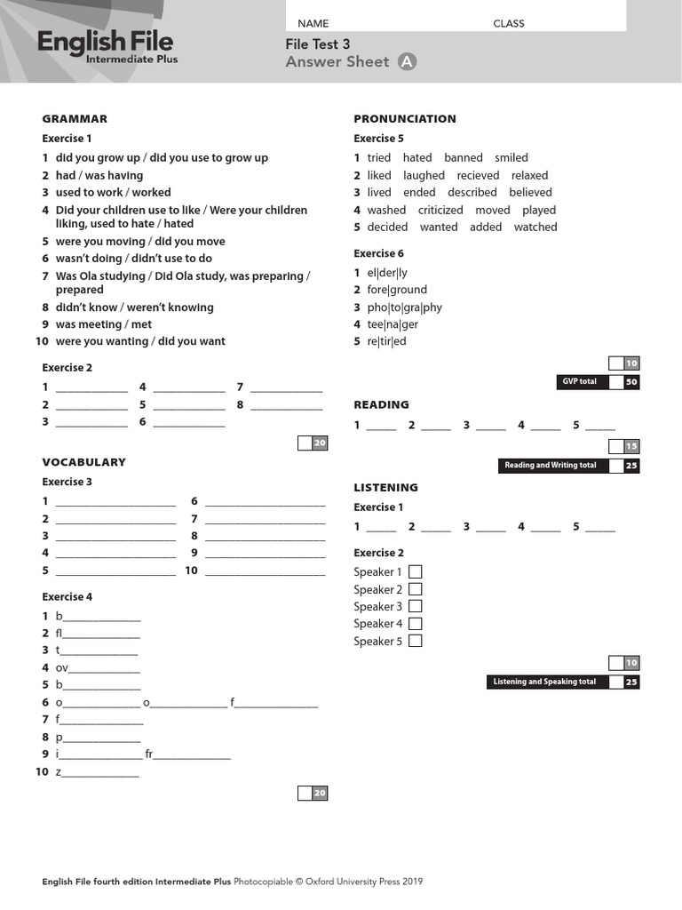EF4e Intplus Filetest 3A Answersheet | PDF | Linguistics | Human ...