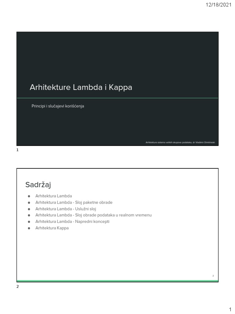 06 ASVSP Arhitekture Lambda Kappa | PDF