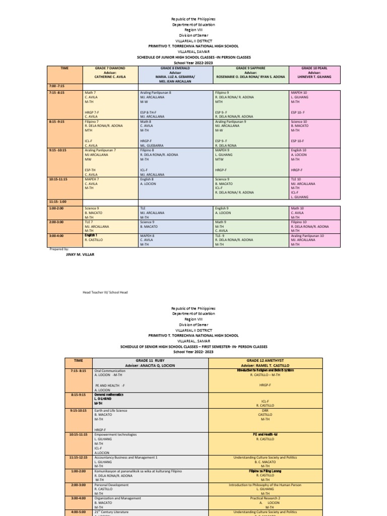 PTT Sced of Classes New | PDF | Science