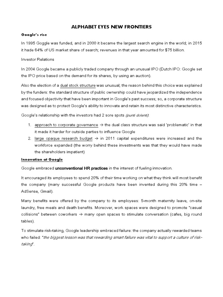 ALPHABET Case | PDF | Alphabet Inc. | Initial Public Offering