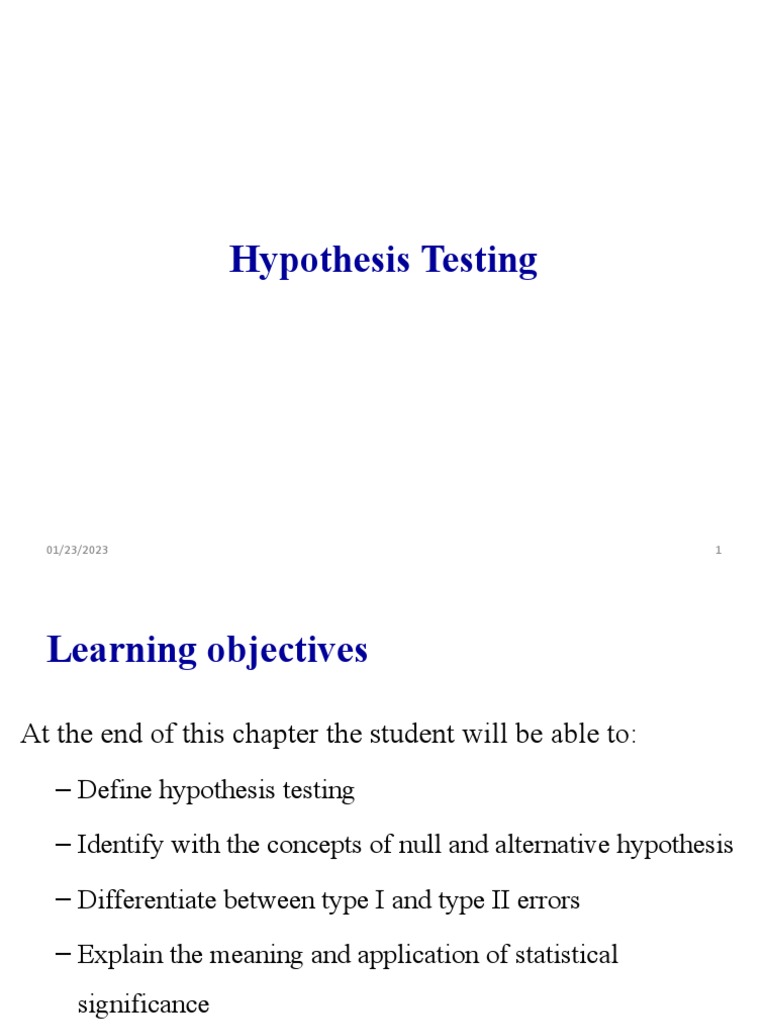 Hypothesis Testing Guide | PDF | P Value | Type I And Type Ii Errors