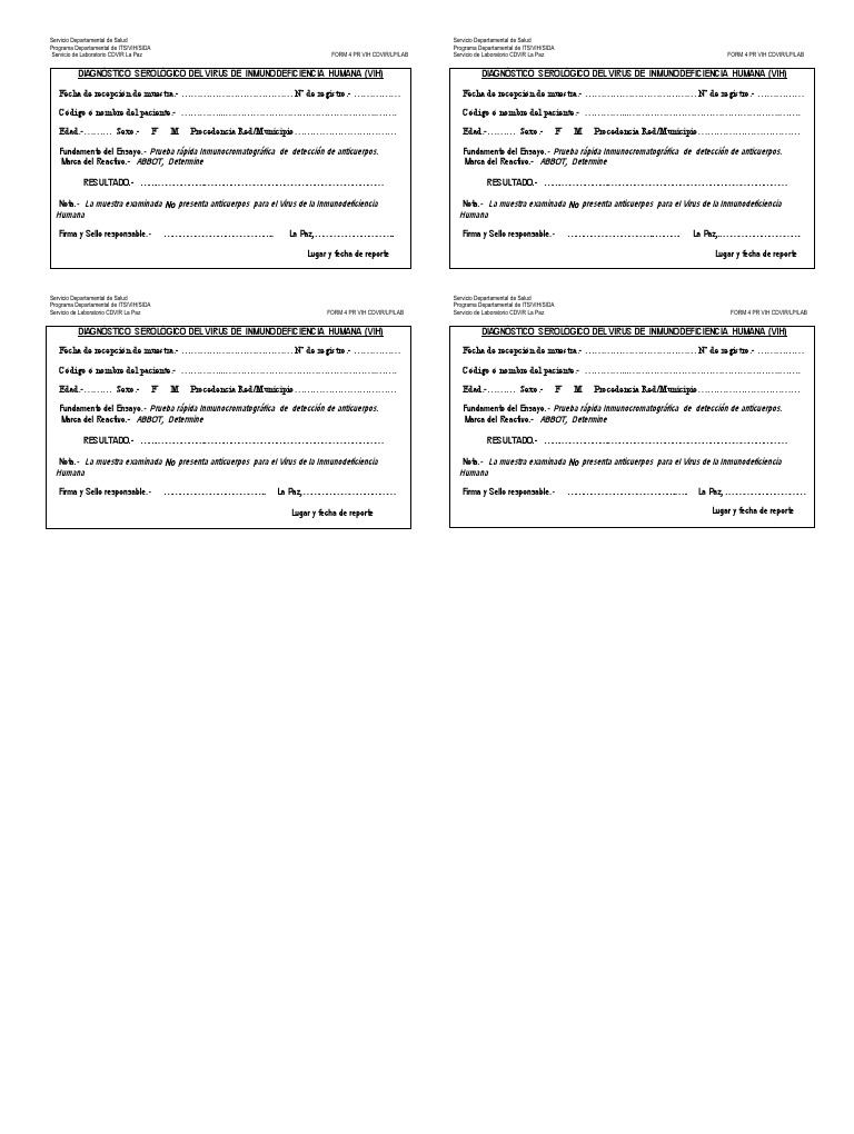 Form 4 PR Vih Resultado P Rapida | PDF | VIH | VIH / SIDA