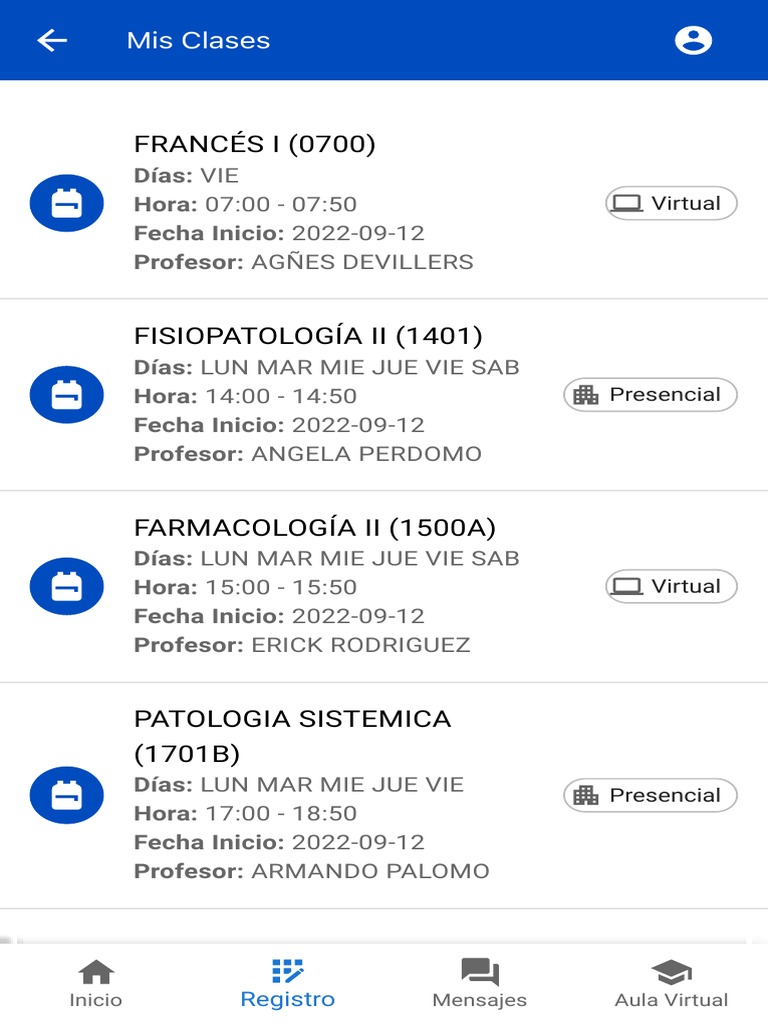 Clases Matriculadas Unicah 2022 | PDF