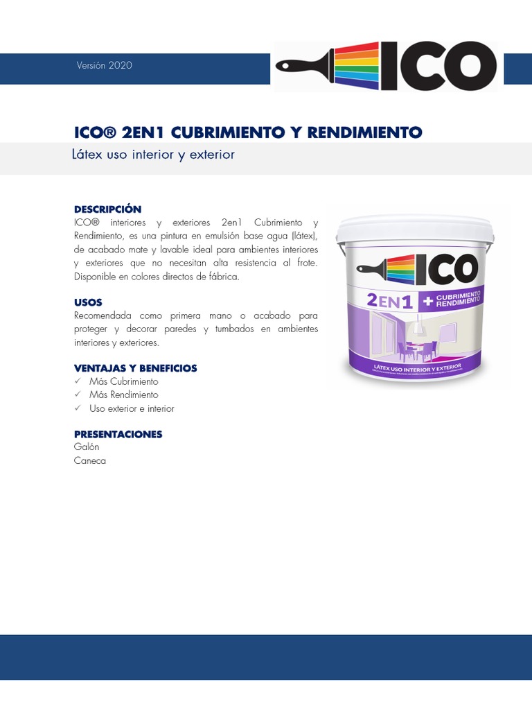 Ficha Tecnica de Pintura Vinil Ico | PDF | Pintar | Agua