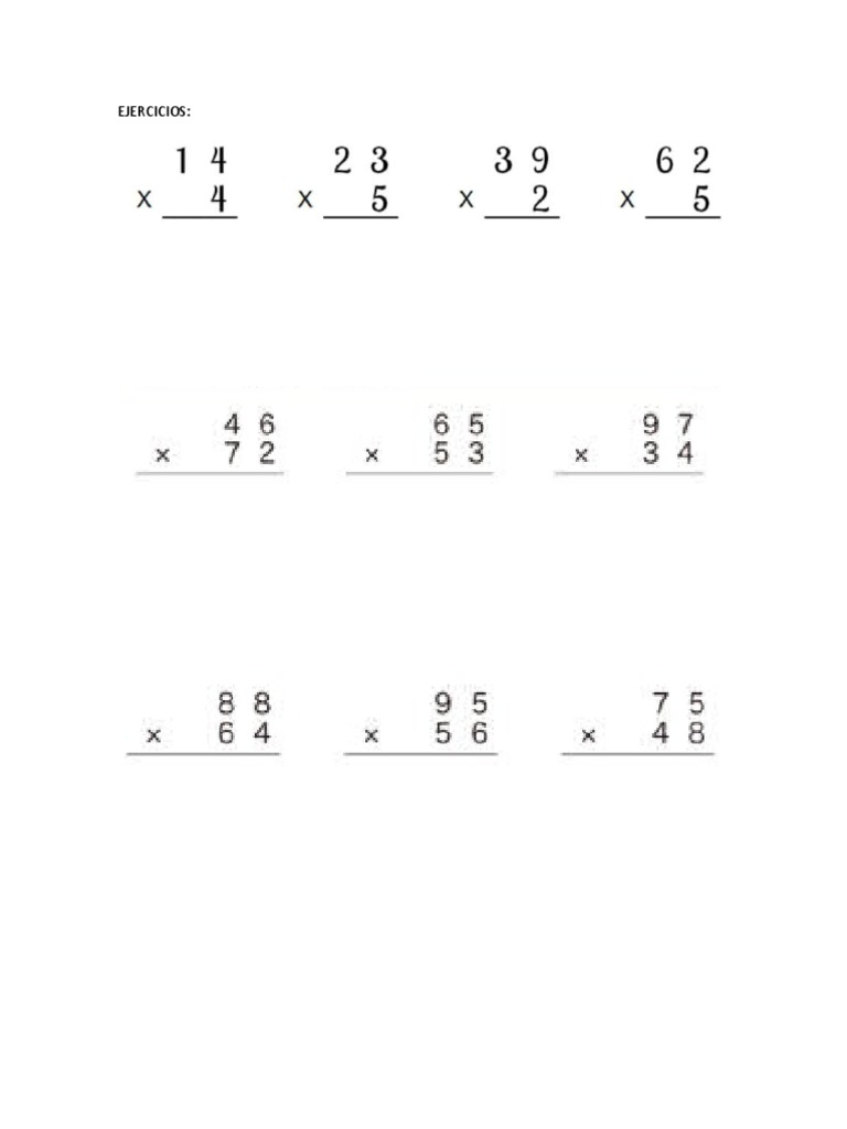 EJERCICIOS Multiplicacion | PDF