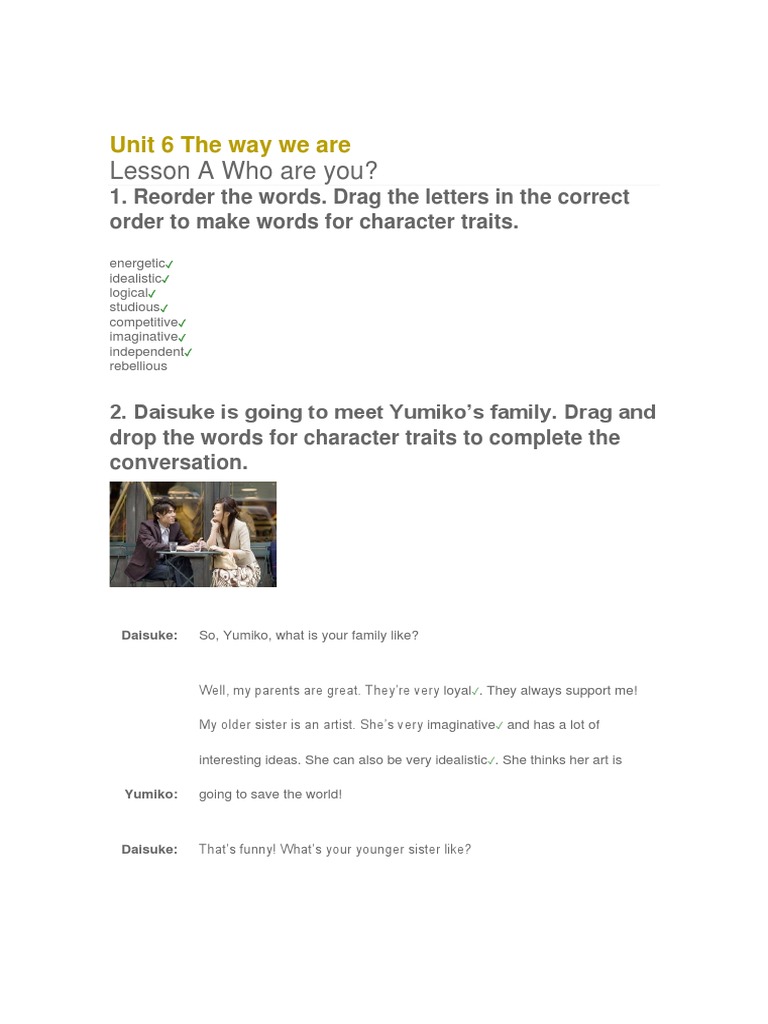 Unit 6 The Way We Are | PDF | Question