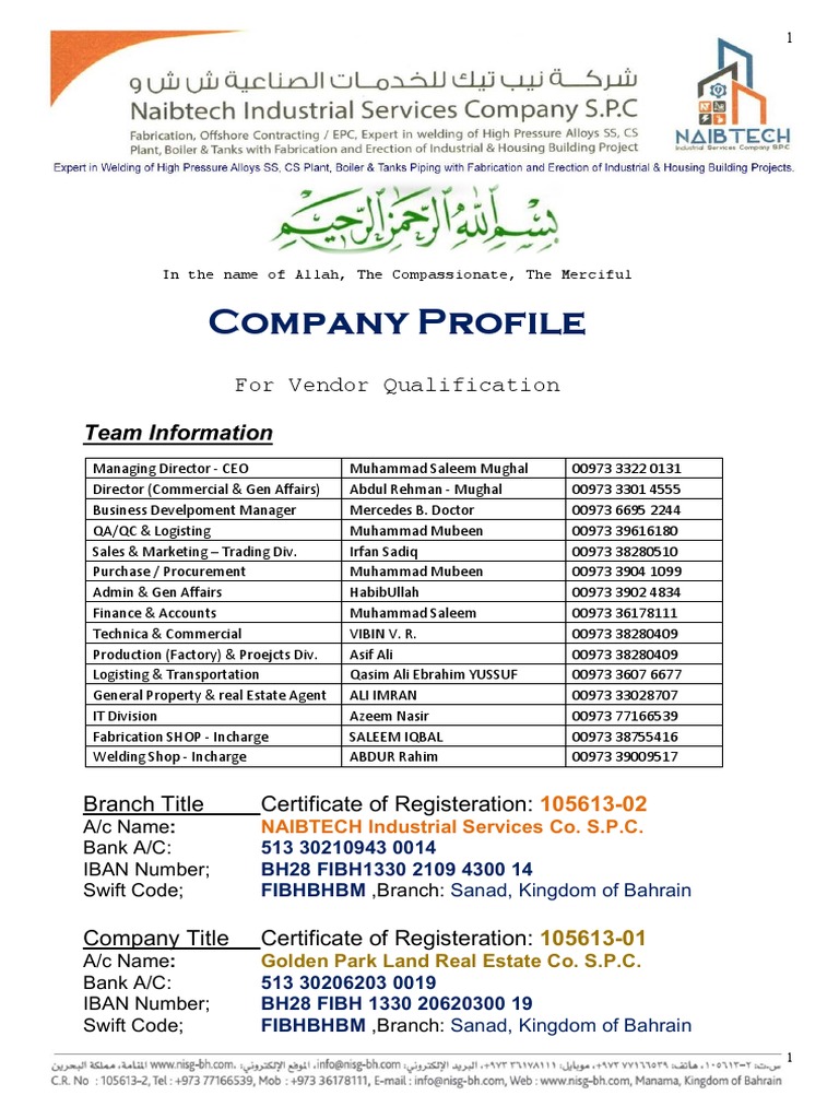 NBTCH Company Profile Rev 02 | PDF | Pipe (Fluid Conveyance) | Economic ...