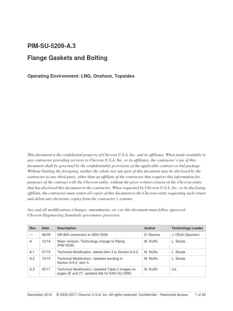 CES-PIM-SU-5209 Flanges and Gaskets and Bolting | PDF | Pipe (Fluid Conveyance) | Mechanical ...