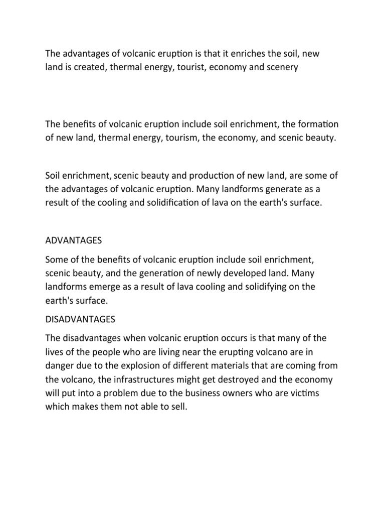 Advantages and Disadvantages of Volcanic Eruptions | PDF
