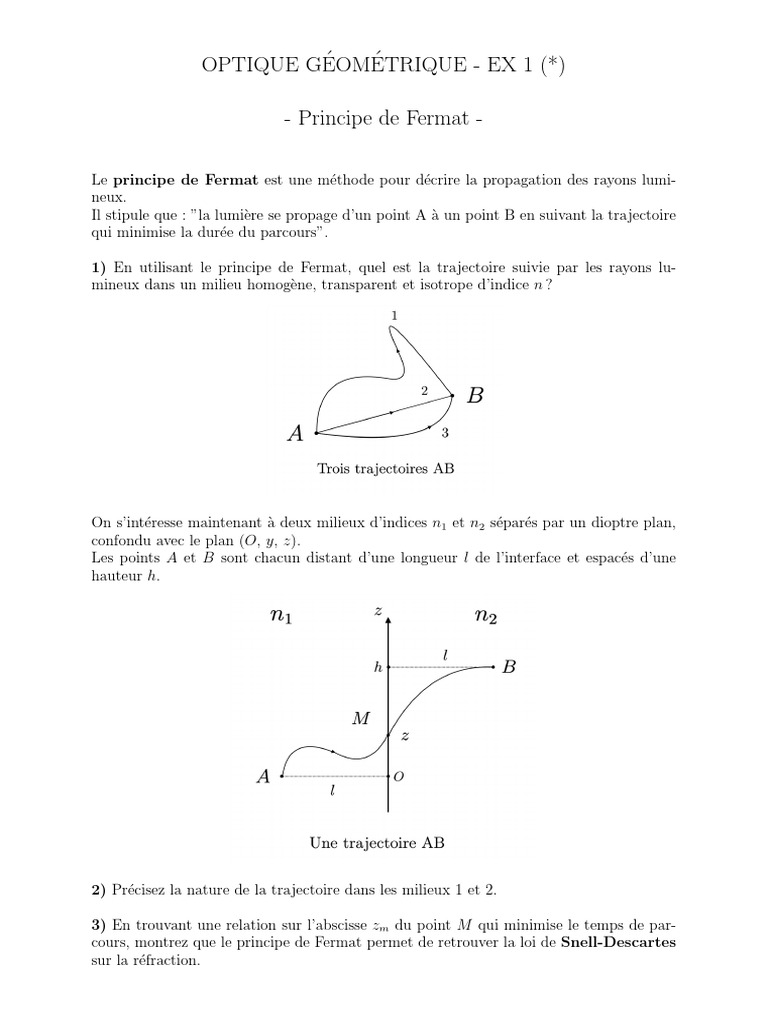 Principe de Fermat en Optique Géométrique | PDF