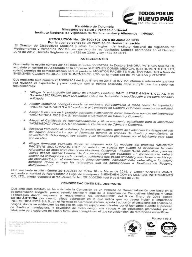 RS Monitor de Paciente Comen | PDF | Colombia