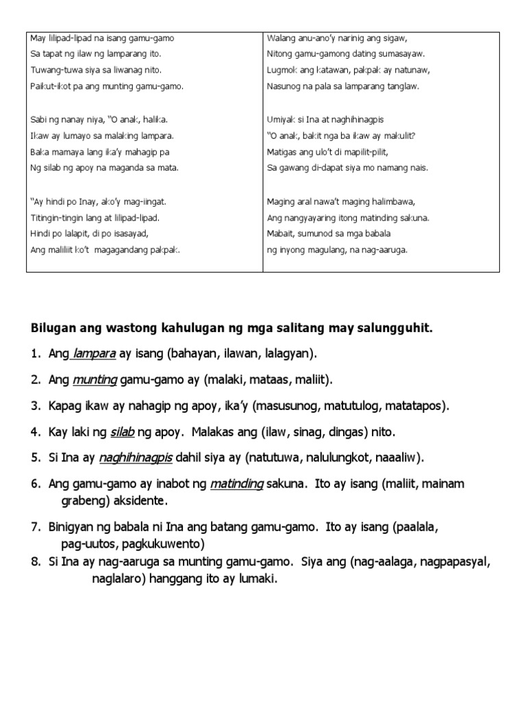 Munting Gamu Gamo | PDF