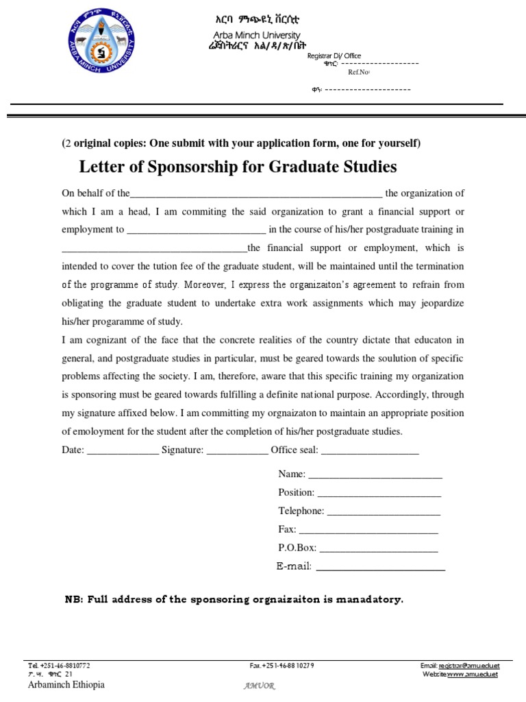 Letter of Sponsorship For Graduate Studies2 | PDF