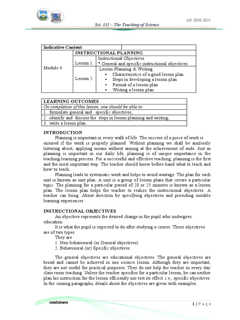 Module 4 | Download Free PDF | Lesson Plan | Teaching Method