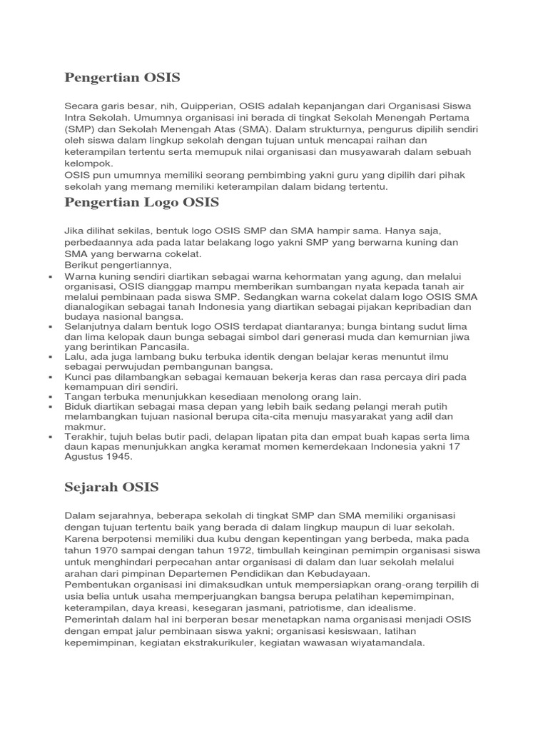 Struktur dan Tugas OSIS di Sekolah | PDF