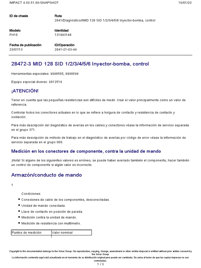 28472-3 MID 128 SID 1-2-3-4-5-6 Inyector-Bomba, Control | PDF | Electricidad | Metrología