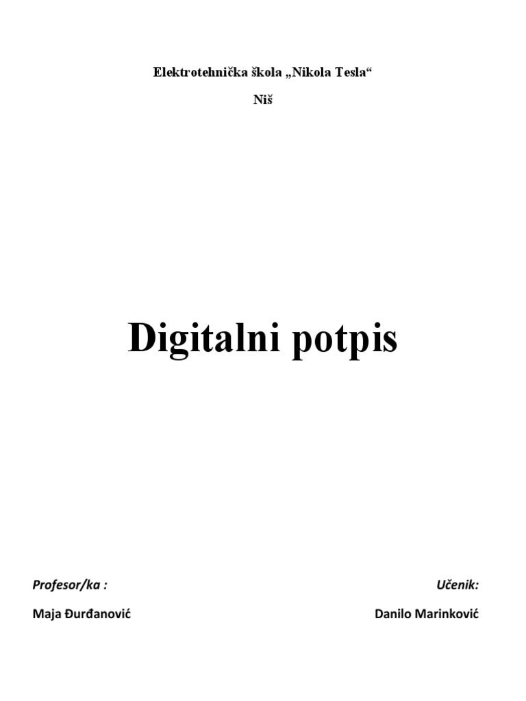 Danilo Marinkovic - Digitalni Potpis | PDF
