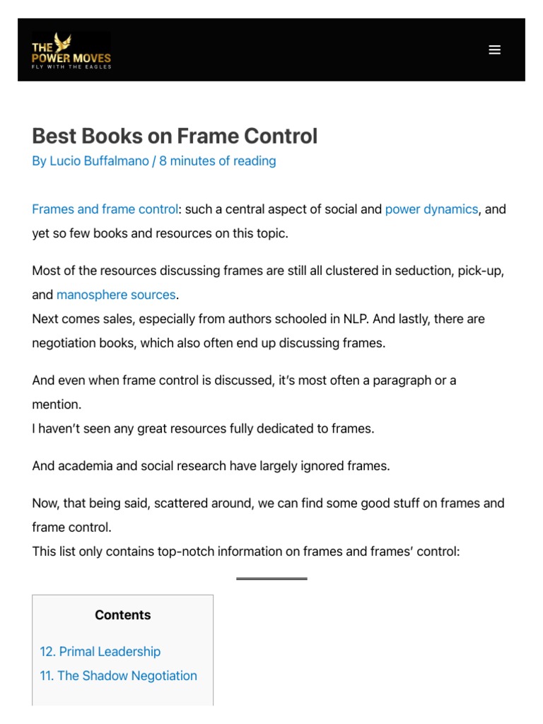 10 Best Books On Frame Control (+ Free Summaries) - Power Dynamics ...