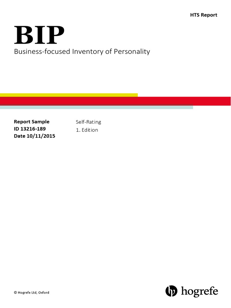 Business-Focused Inventory of Personality: HTS Report | PDF ...
