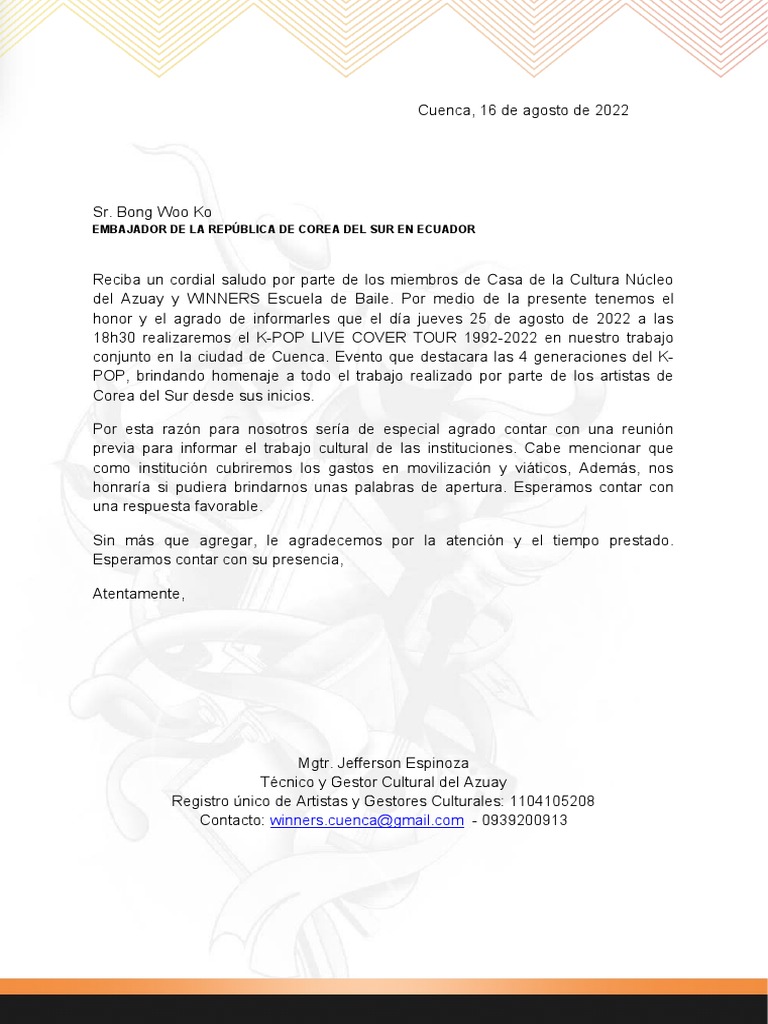 Modelo De Carta De Invitación A Un Evento Formal Plantillas Gratuitas