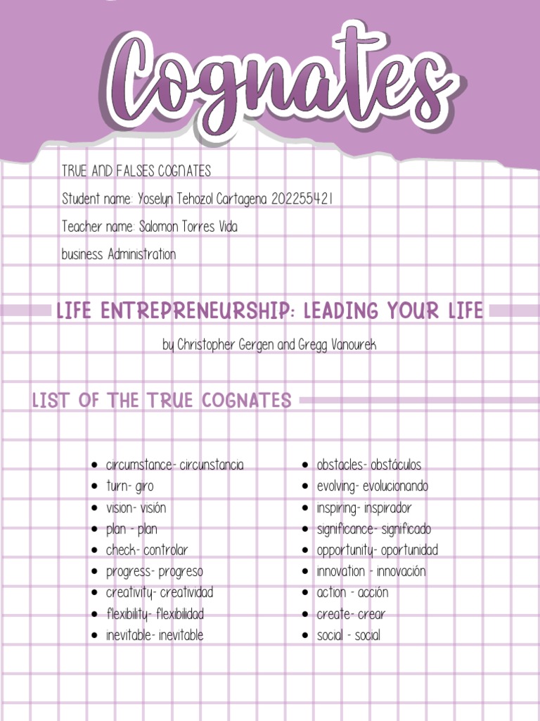 Cognates and Real word - Yoselyn Tehozol | PDF