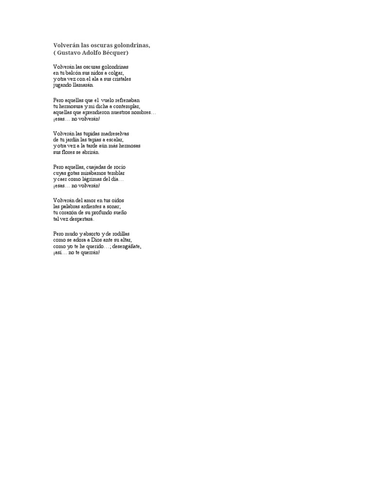 Volverán Las Oscuras Golondrinas | PDF