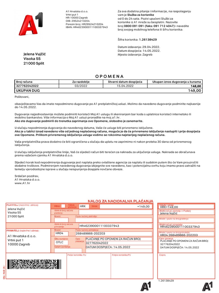 Opomena 1.26138429 168763739 | PDF