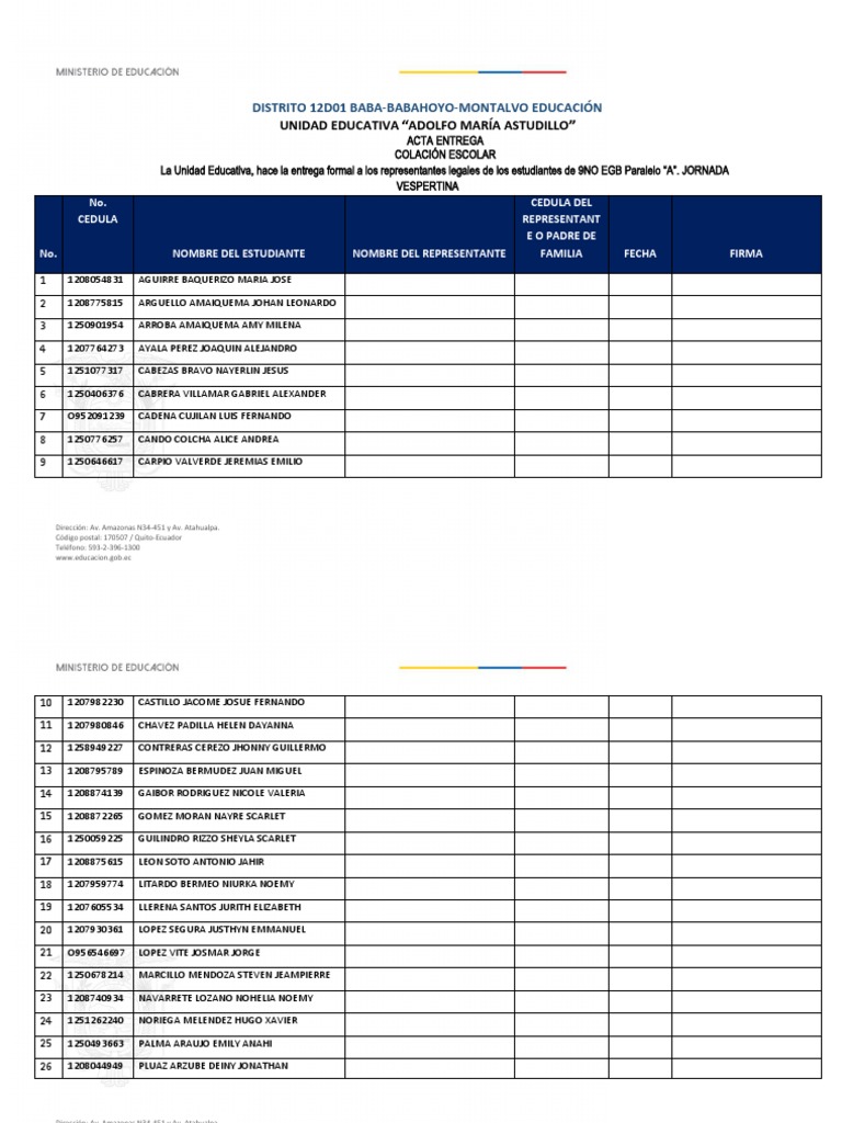 Formato de Firmas Padres de Familia Textos y Colación Escolar | PDF