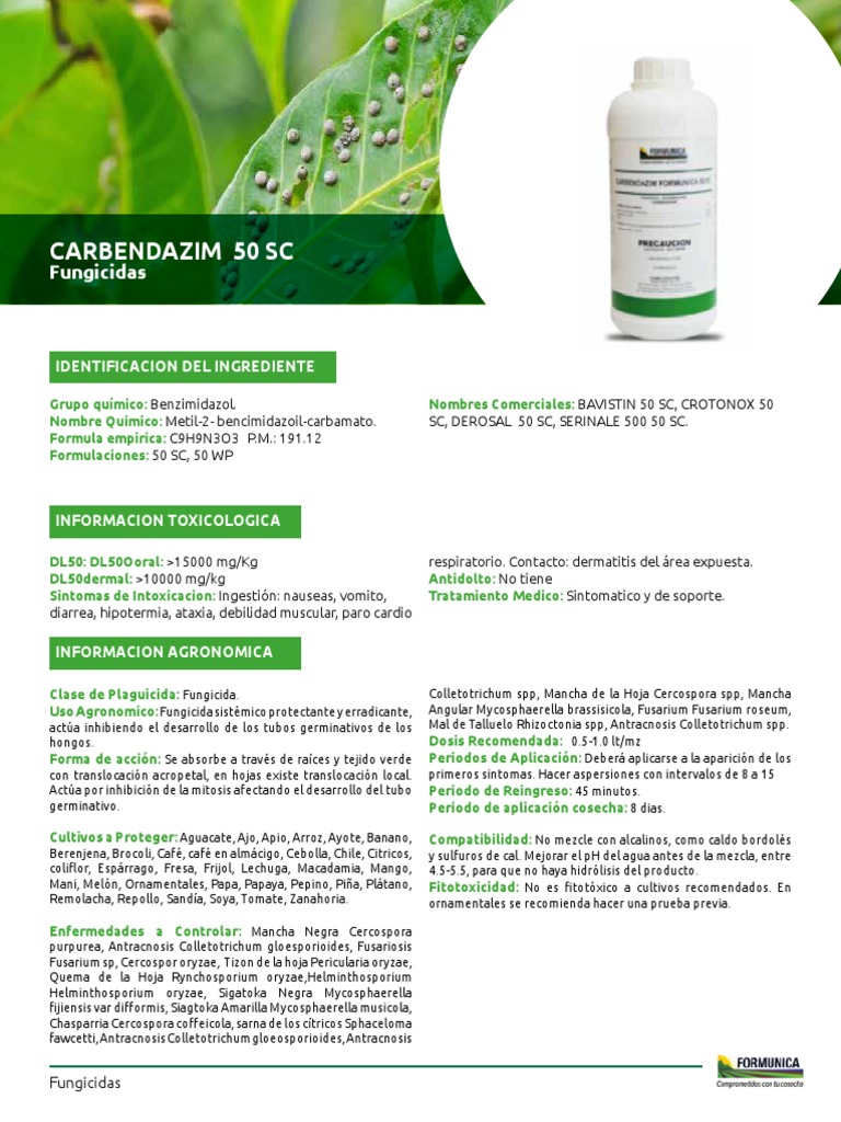 Carbendazim 50 SC: Uso y Dosis | PDF | Botánica | Plantas