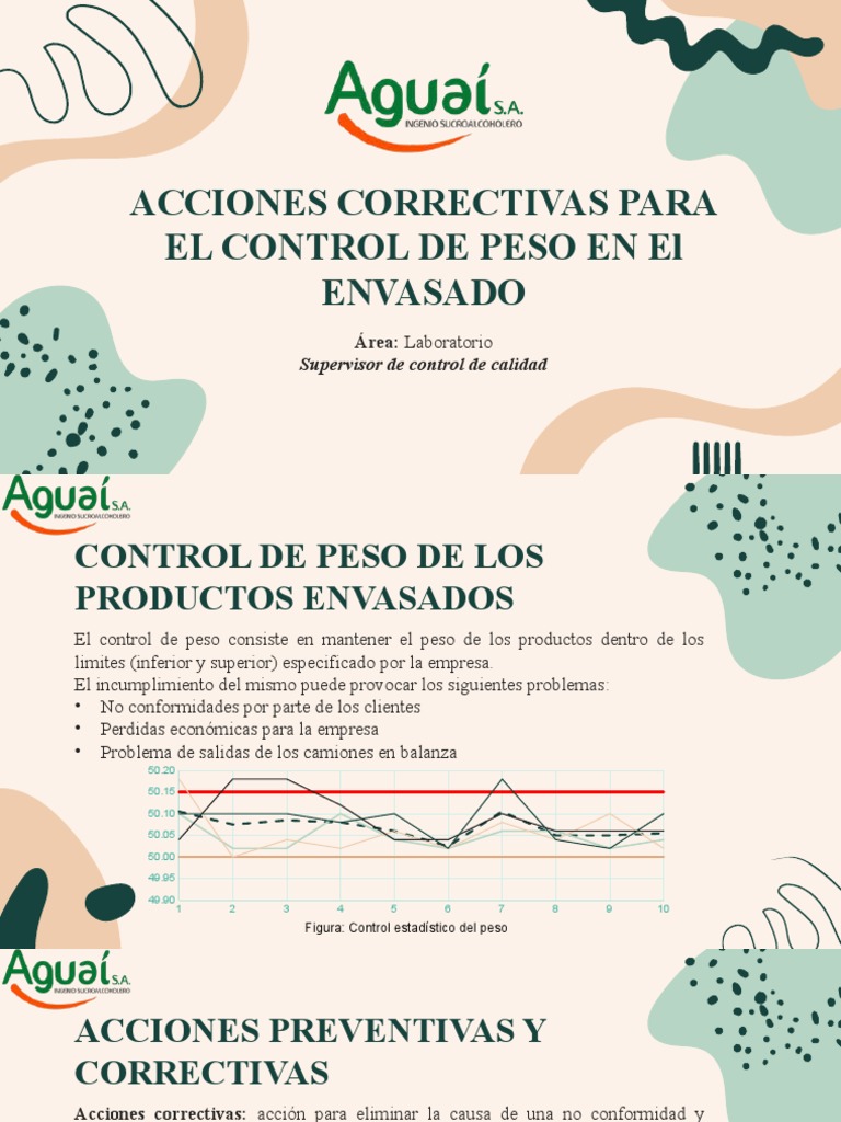 Acciones Correctivas en Control de Peso | PDF
