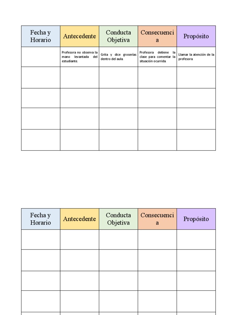 Cuadro Conducta Observable | PDF