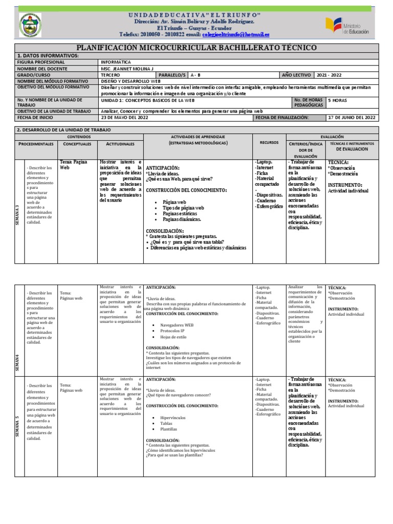 Segundo Informatica A, B Sistemas Diseño y Desarrollo Web Semana 3-4-5 ...