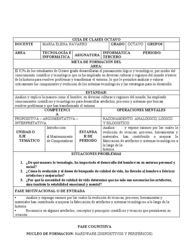 INFORMATICA - Grado Octavo | PDF | Almacenamiento de datos de la ...