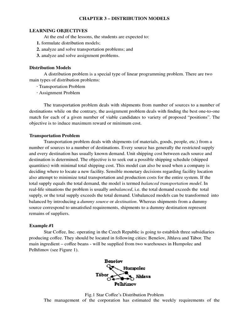 Management Science Module - Chapter 3 Distribution Model | PDF ...