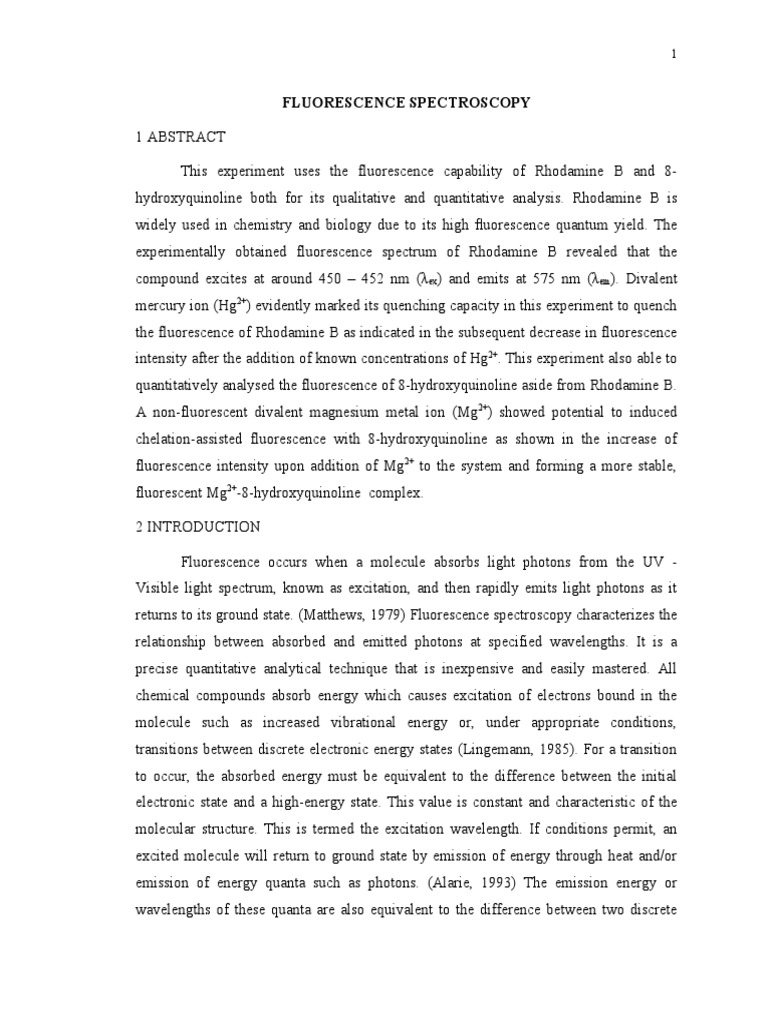 Quantitative Fluorescence Analysis of Rhodamine B and 8-Hydroxyquinoline Using ...