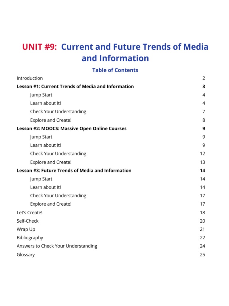 FINAL - UNIT 9 Current and Future Trends of Media and Information, 3 ...