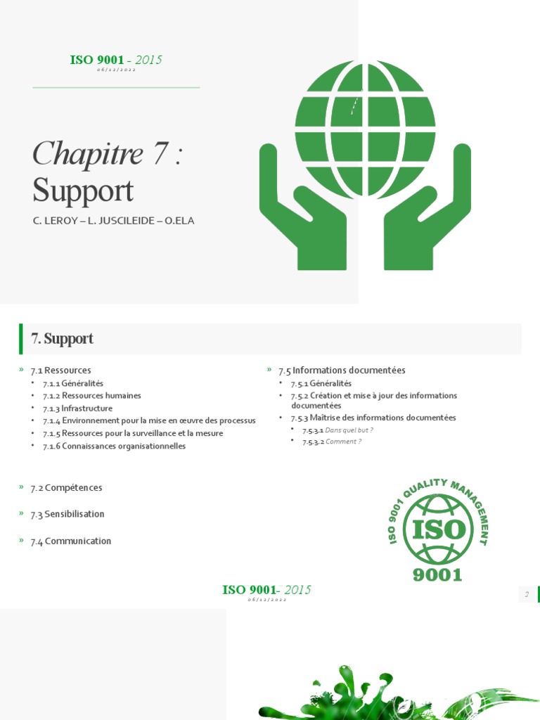 Chapitre 7. Support | PDF | Gestion des ressources humaines | Système de management de la qualité