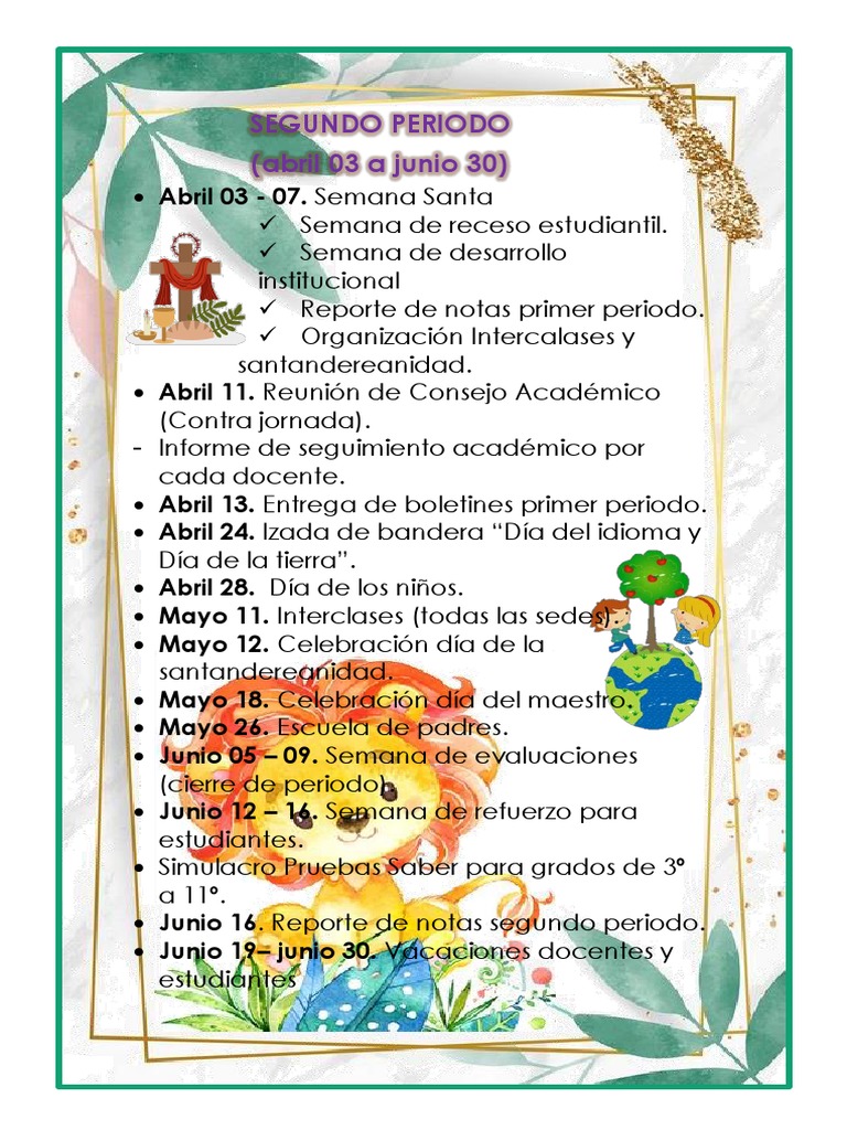 Segundo Periodo Cronograma | PDF