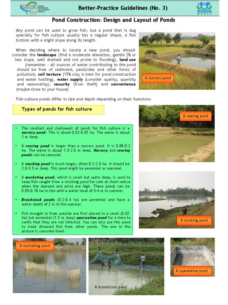 03 - Pond Construction-Design and Layout of Ponds | PDF | Pond | Dam