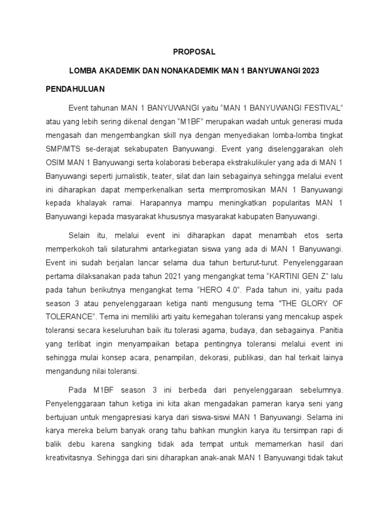 Proposal Lomba Akademik Dan Nonakademik 2023 | PDF