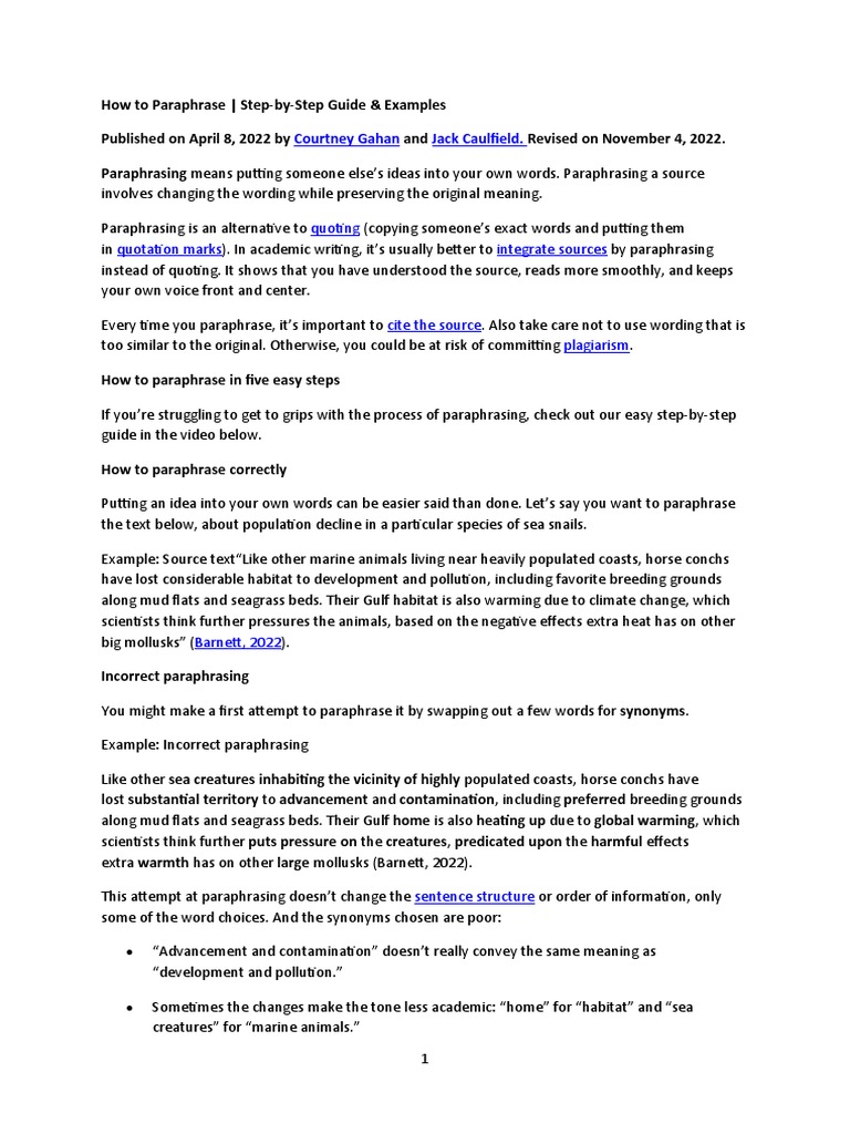 Step-by-Step Guide to Paraphrasing Sources