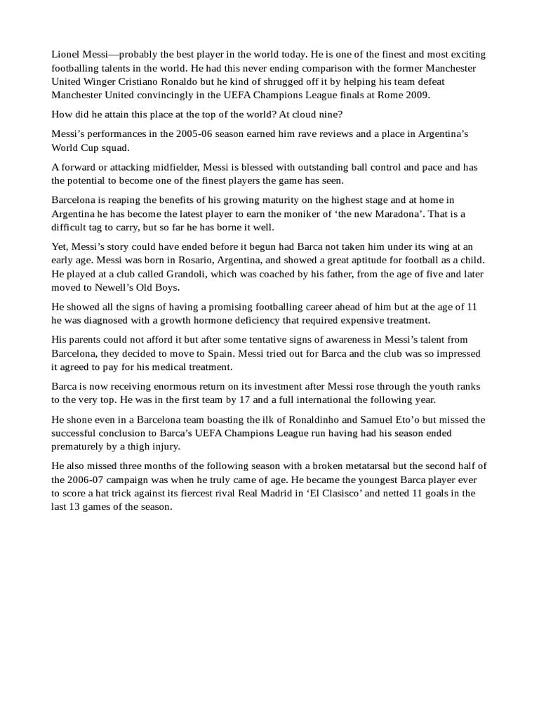 A Story About Messi | PDF