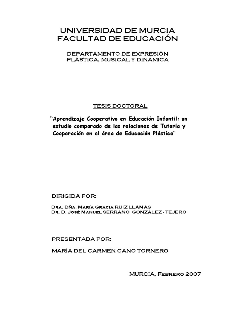 Ejemplo de Tesis | PDF | Educación de la primera infancia | Aprendizaje