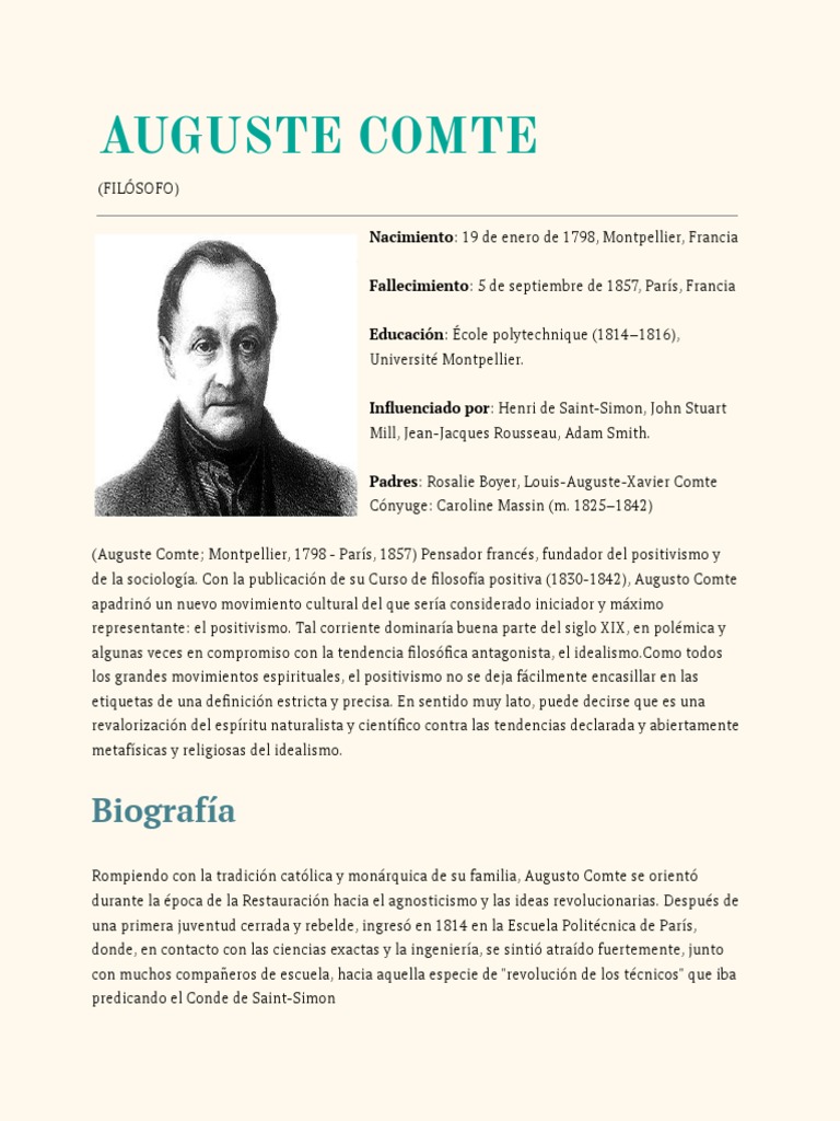 Auguste Comte | PDF | Positivismo | Sociología