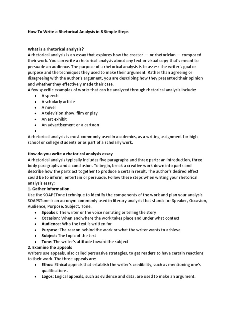 How To Write A Rhetorical Analysis in 8 Simple Steps | PDF | Rhetoric ...