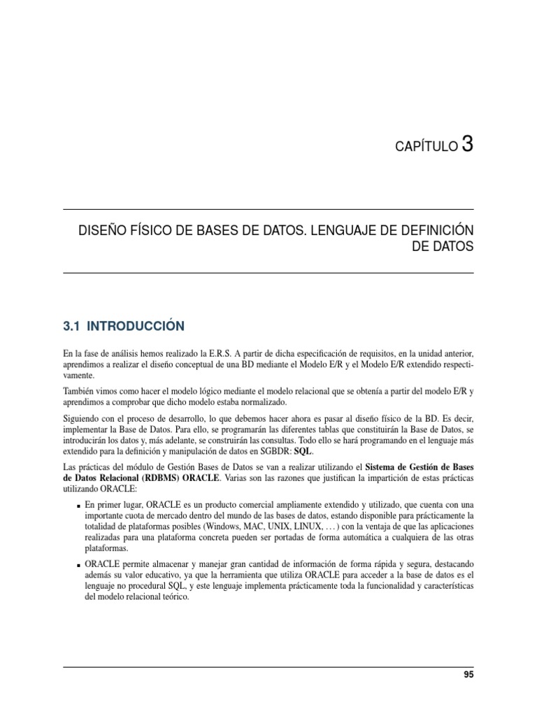 Diseño Fisico de BDD - Lenguaje de Definicion de Datos DDL | PDF | SQL | Base de datos relacional