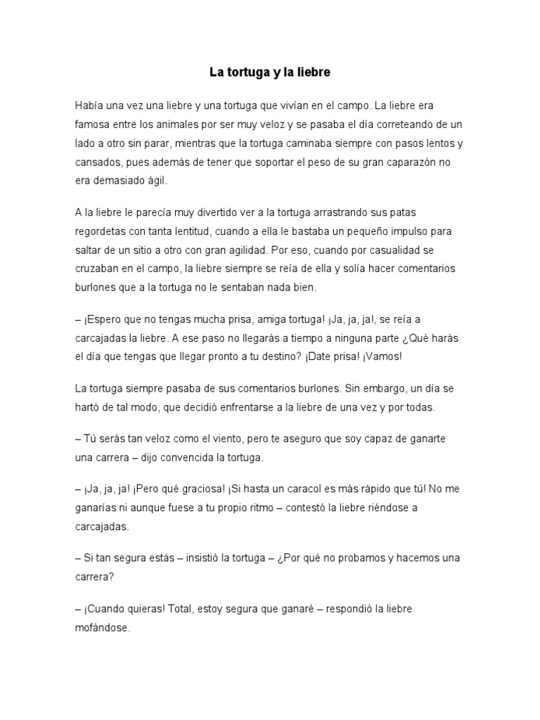 La Tortuga Y La Liebre Pdf