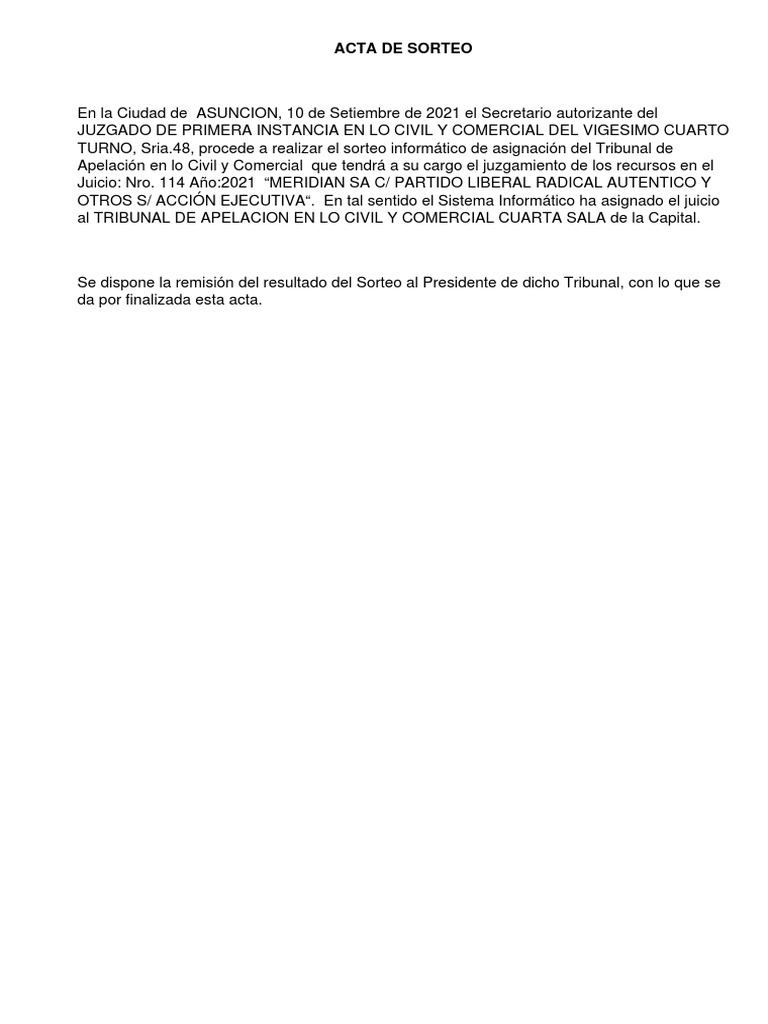 Acta de Sorteo | PDF