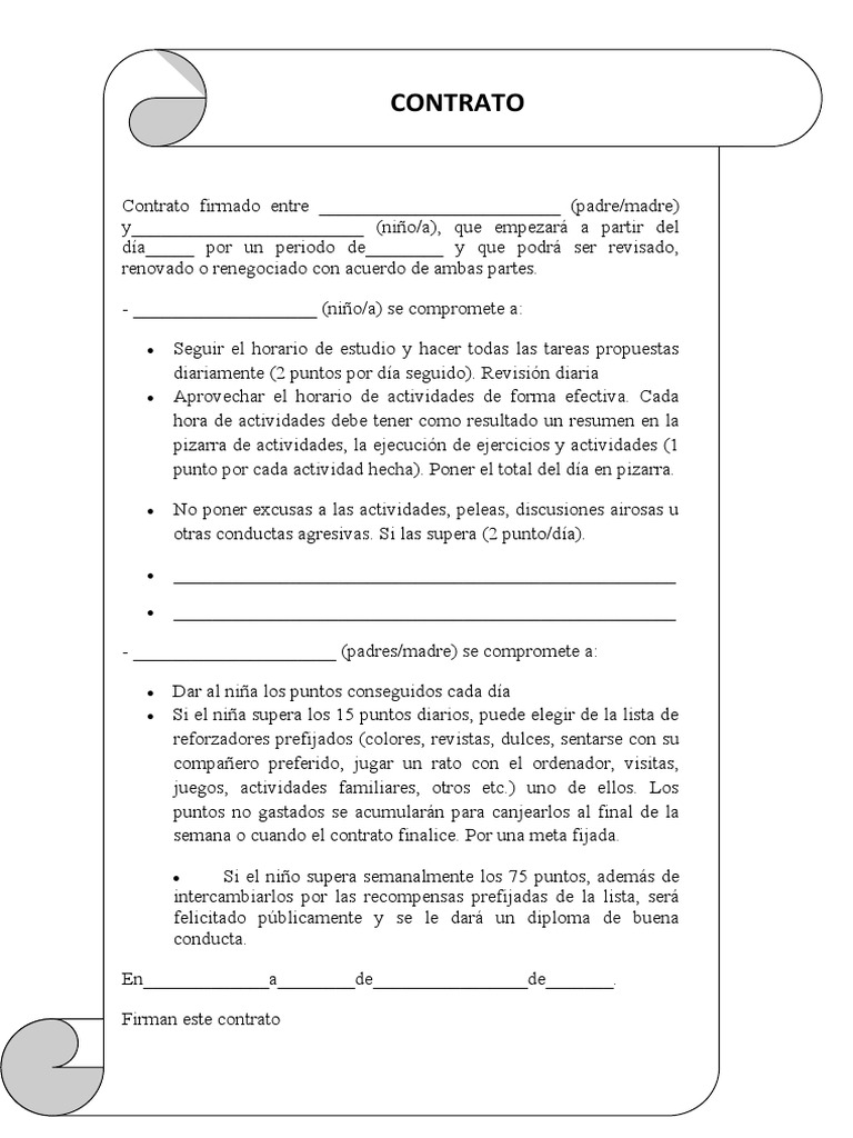 Contrato Conductual para Niños | PDF