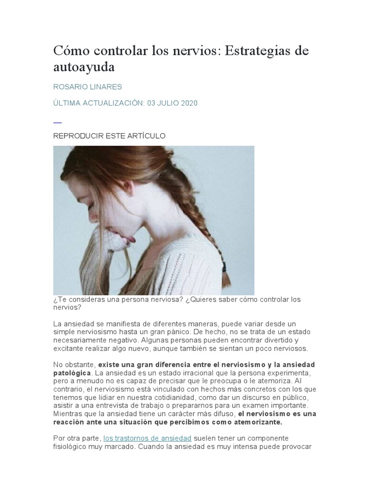 Estrategias para Controlar los Nervios | PDF | Las emociones | Ansiedad